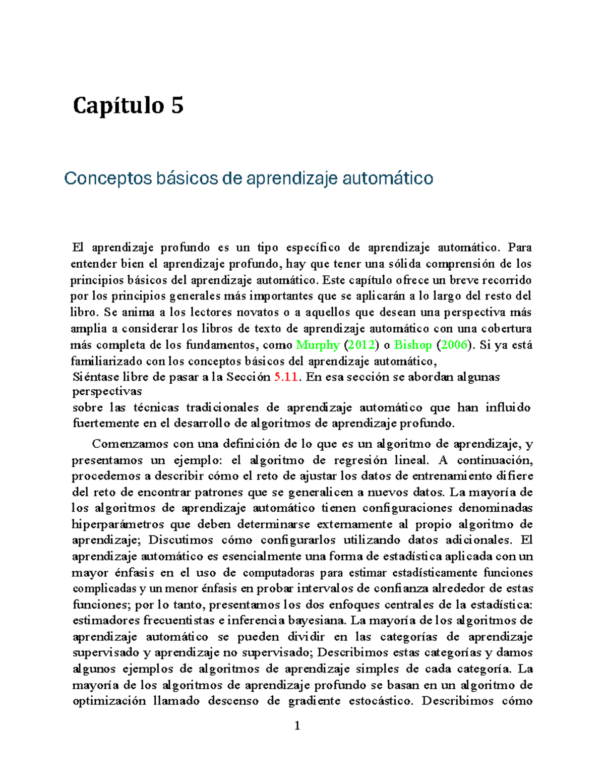 Capítulo 5 - Deep Learning - Capítulo 5 Conceptos básicos de aprendizaje automático El ...