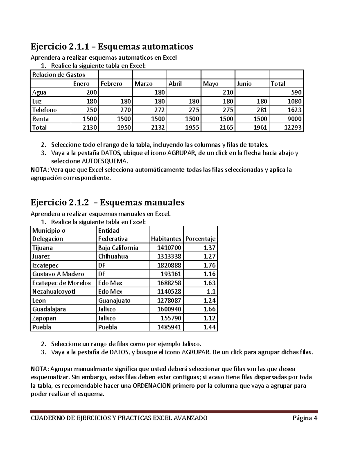 Cuaderno Ejercicios Practicas Excel Avanzado-4-16 - Ejercicio 2.1 – Esquemas automaticos ...