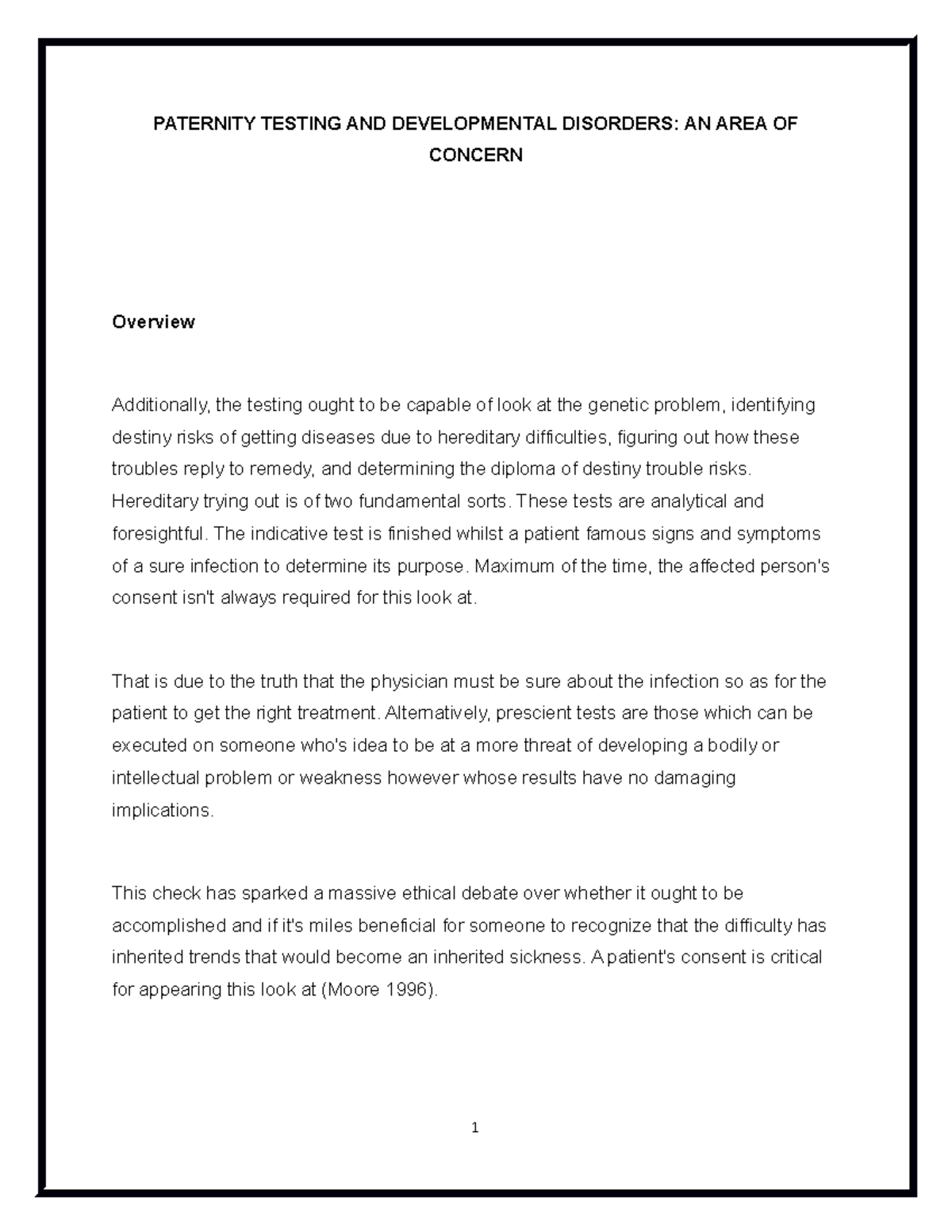 Paternity Testing AND Developmental Disorders - PATERNITY TESTING AND ...