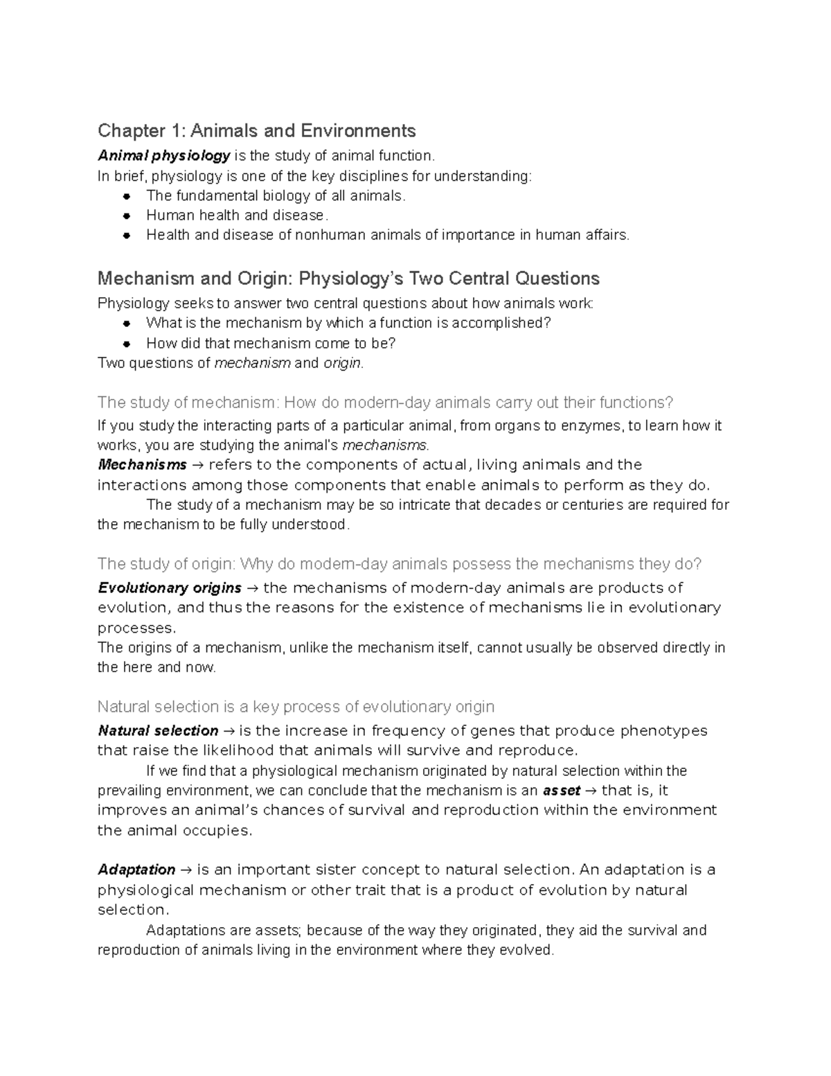 Chapter 1 Animals and Environments - Chapter 1: Animals and ...