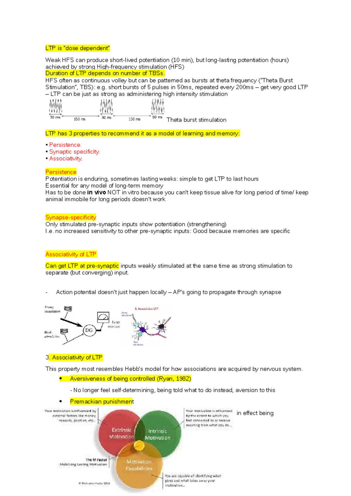 Week 8 - Lecture notes 8 - LTP is “dose dependent” Weak HFS can produce ...