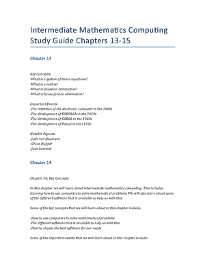 Intermediate Mathematics Computing Study Guide Chapters 1-3 ...