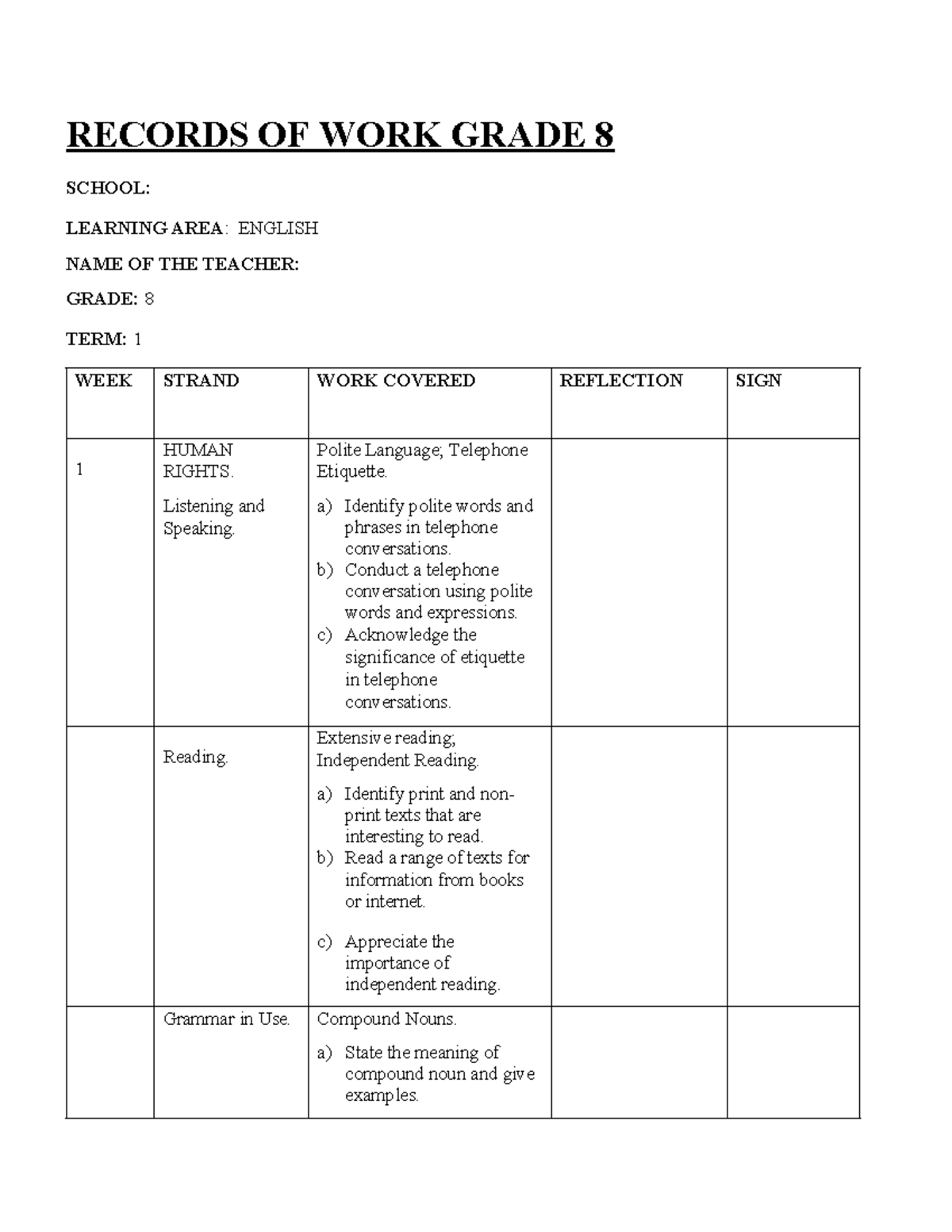 2024 grade 8 skills in english records of work term 1 13 24 mar 15 39 ...