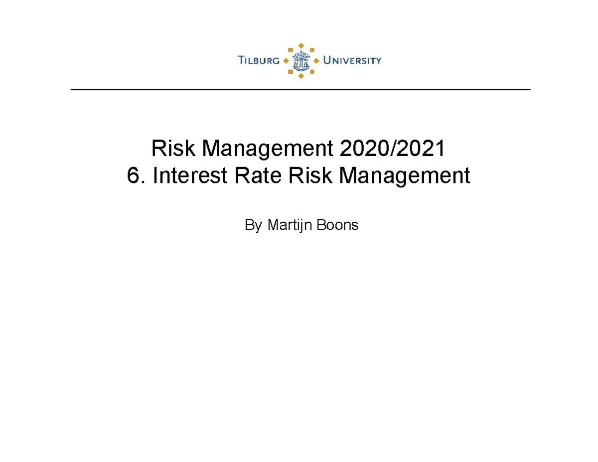 6. Interest Rate Risk Management V2 - Risk Management 2020/ 6. Interest ...