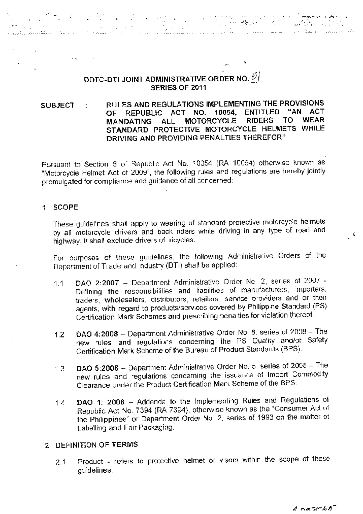 DOTC-DTI Joint Admin Order No. 01 Series of 2011 - Computer Engineering ...