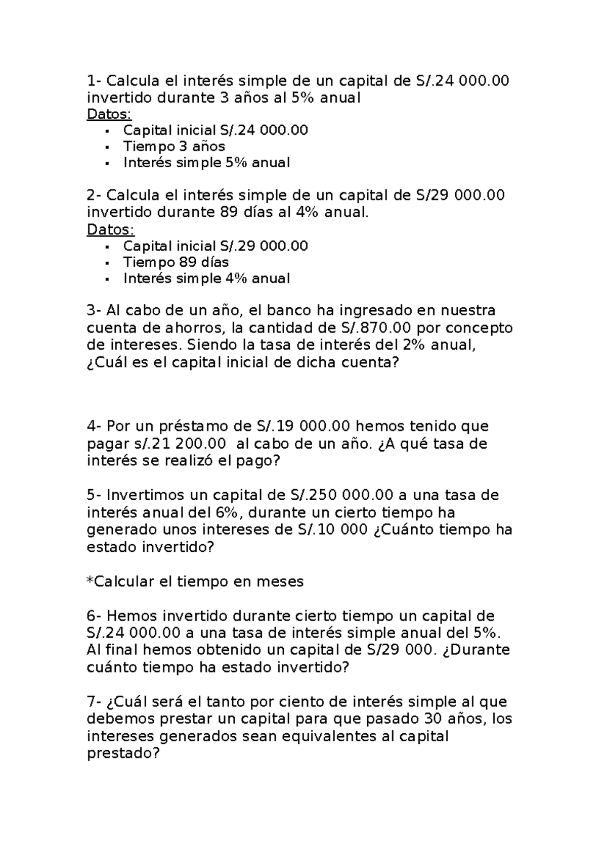 JP Práctica Semana 2 - 1- Calcula el interés simple de un capital de S ...