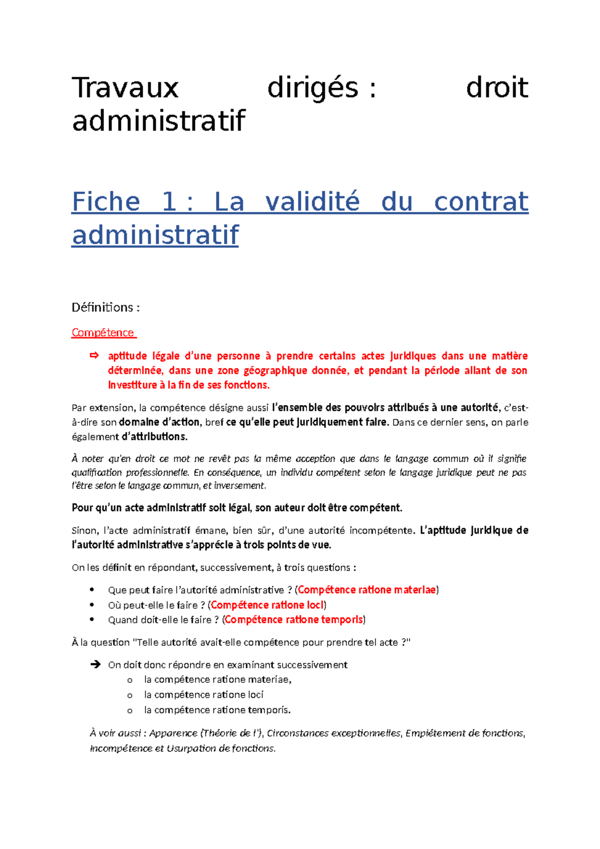 La validité du contrat administratif droit administratif Fiche 1 ...