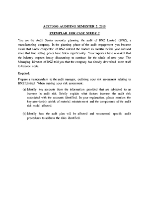 Auditing Case Study Part 1 - Write answers to each of the five (5 ...