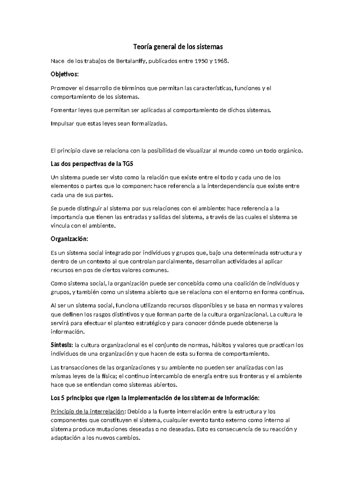 Modulo 1 - Resumen Sistemas de Información Organizacionales - Teoría general de los sistemas ...