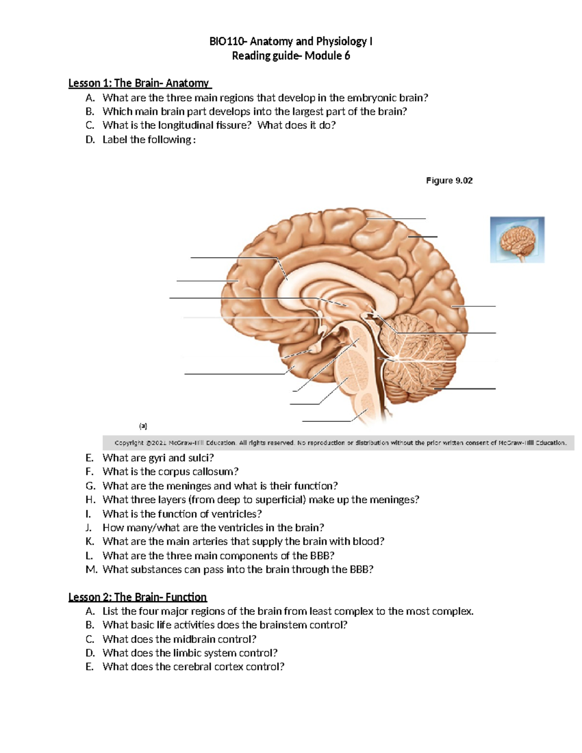 Week 11 Reading Guide Module 6 - BIO110- Anatomy and Physiology I ...