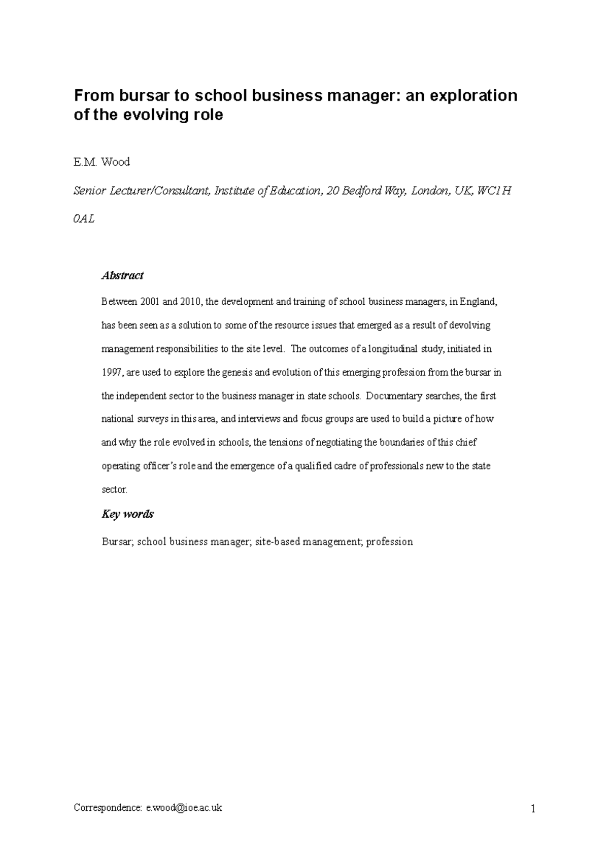From bursar to school business manager 2012 article - From bursar to ...