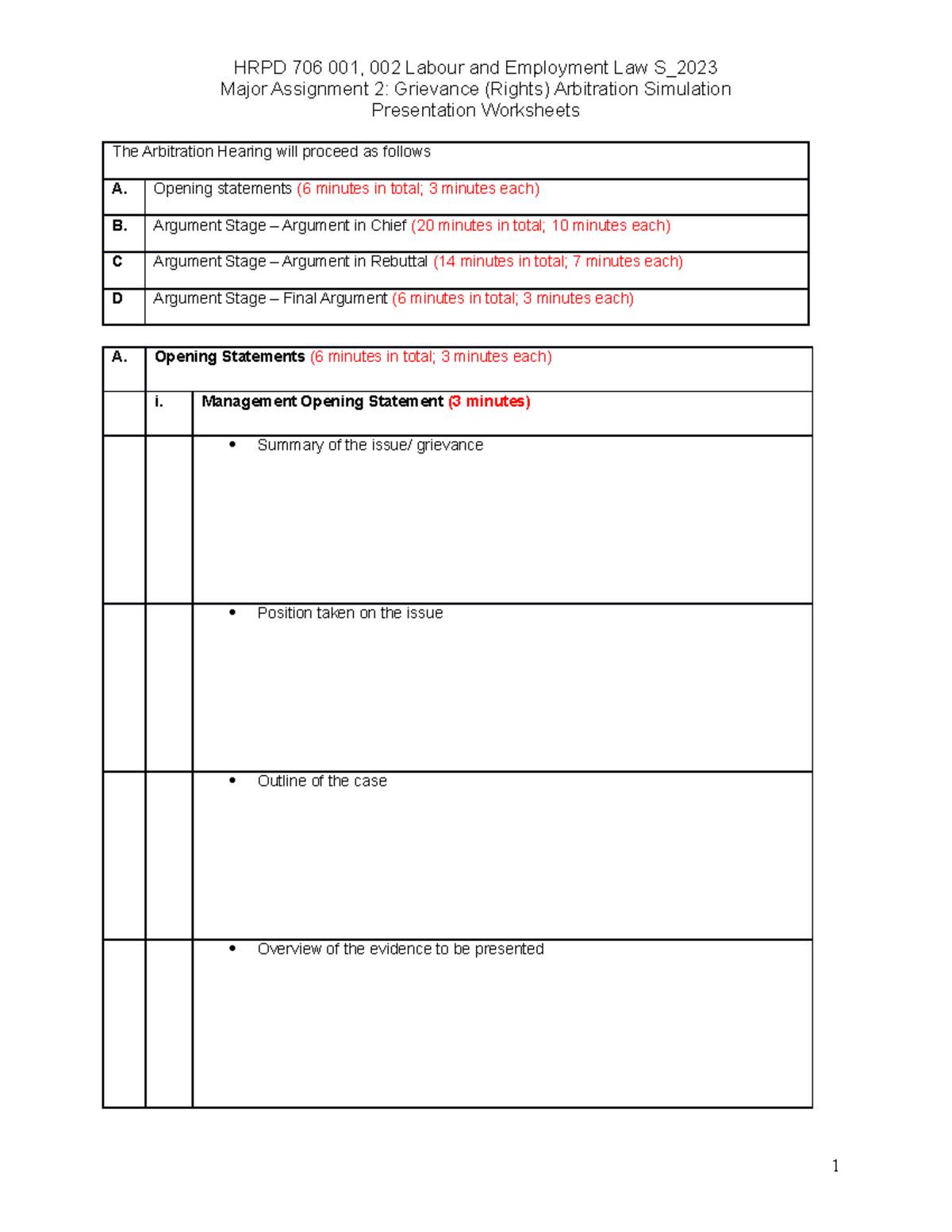 02 HRPD 706 001, 002 S 2023 MA 2 Grievance Arbitration Worksheets ...