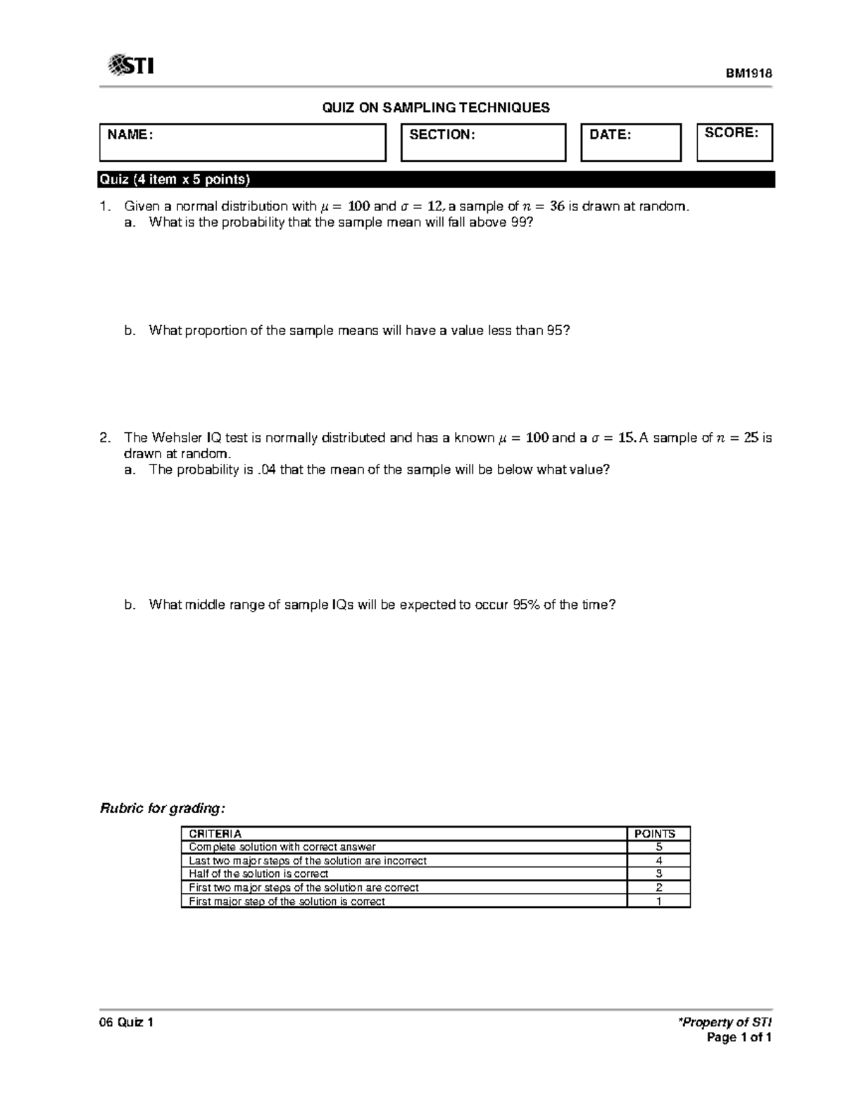 06 Quiz 1 - 08_Task_Performance_1 assignment - BM 06 Quiz 1 *Property ...