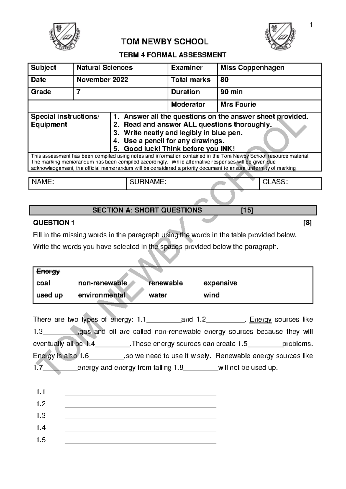 Grade 7 NS Script November 2022 - TOM NEWBY SCHOOL TERM 4 FORMAL ...