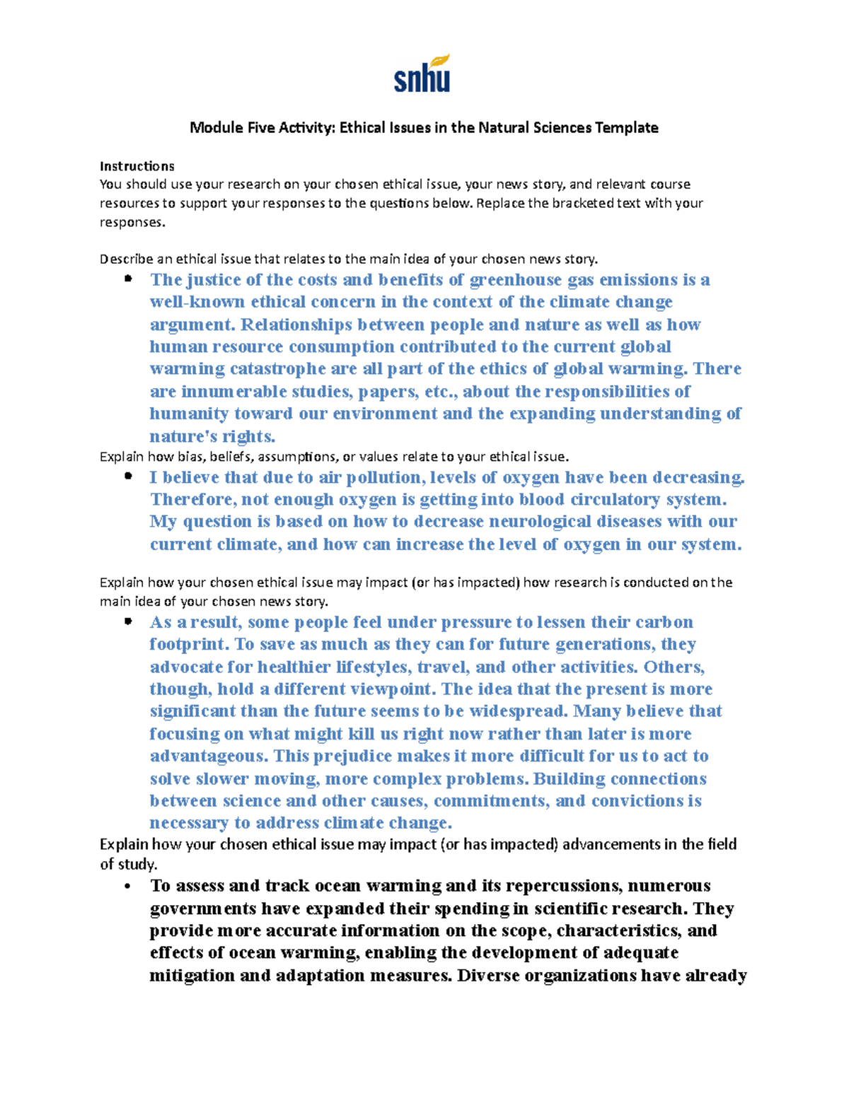 5-2 activity - Assignments - Module Five Activity: Ethical Issues in ...