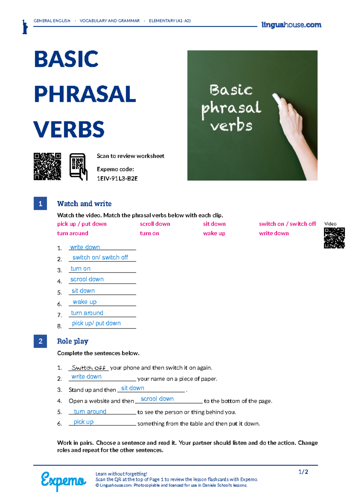 Basic-phrasal-verbs-american-english-student-A1-A2 - GENERAL ENGLISH ...