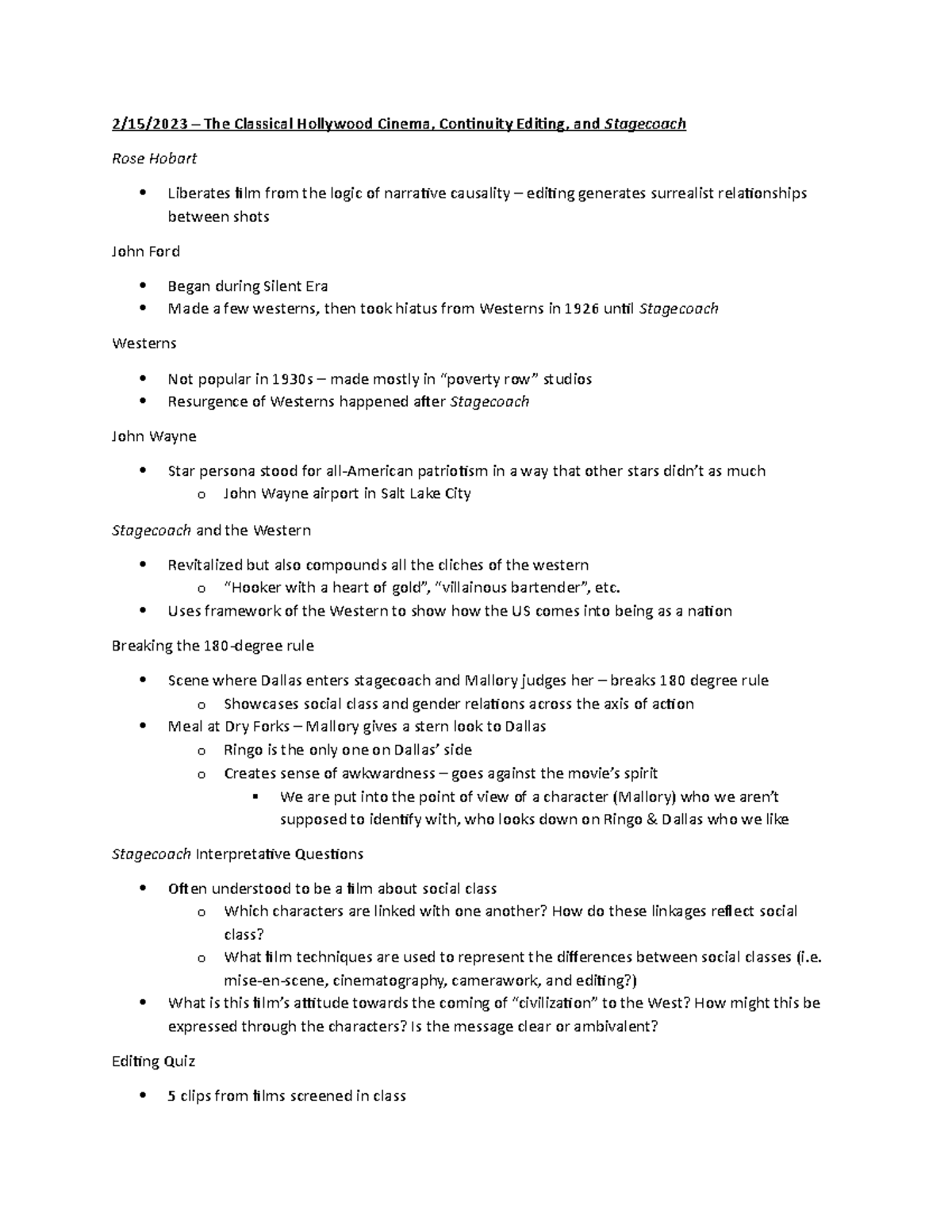 2023-02-15 Intro to Film II - 2/15/2023 – The Classical Hollywood ...