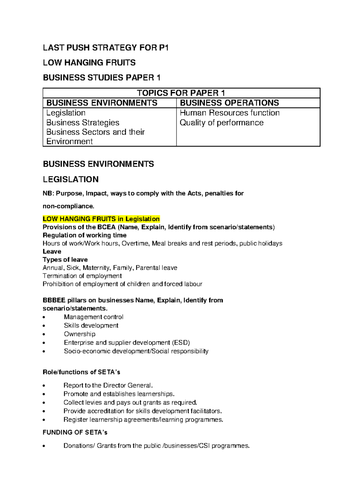 2024 Paper 1 LAST PUSH Revision Learner Notes - LAST PUSH STRATEGY FOR ...
