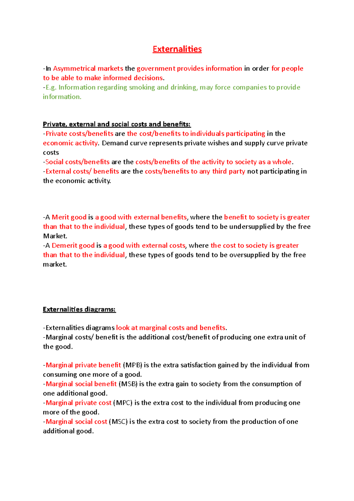 Externalities, notes on externalities - KCL - Studocu