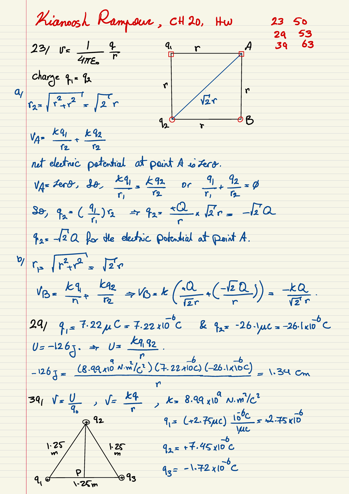 Physics, CH 20, homework - Kianoosh Rampur, CH20, Hw 2350 29 53 231 wo ...
