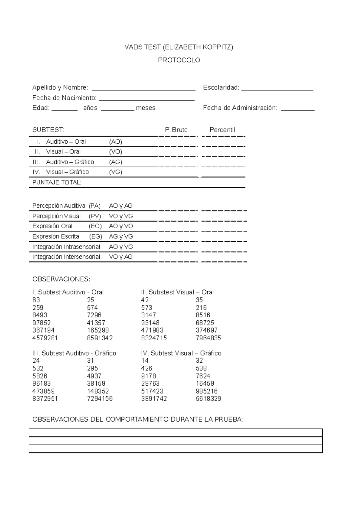 Protocolo-vads compress - VADS TEST (ELIZABETH KOPPITZ) PROTOCOLO ...
