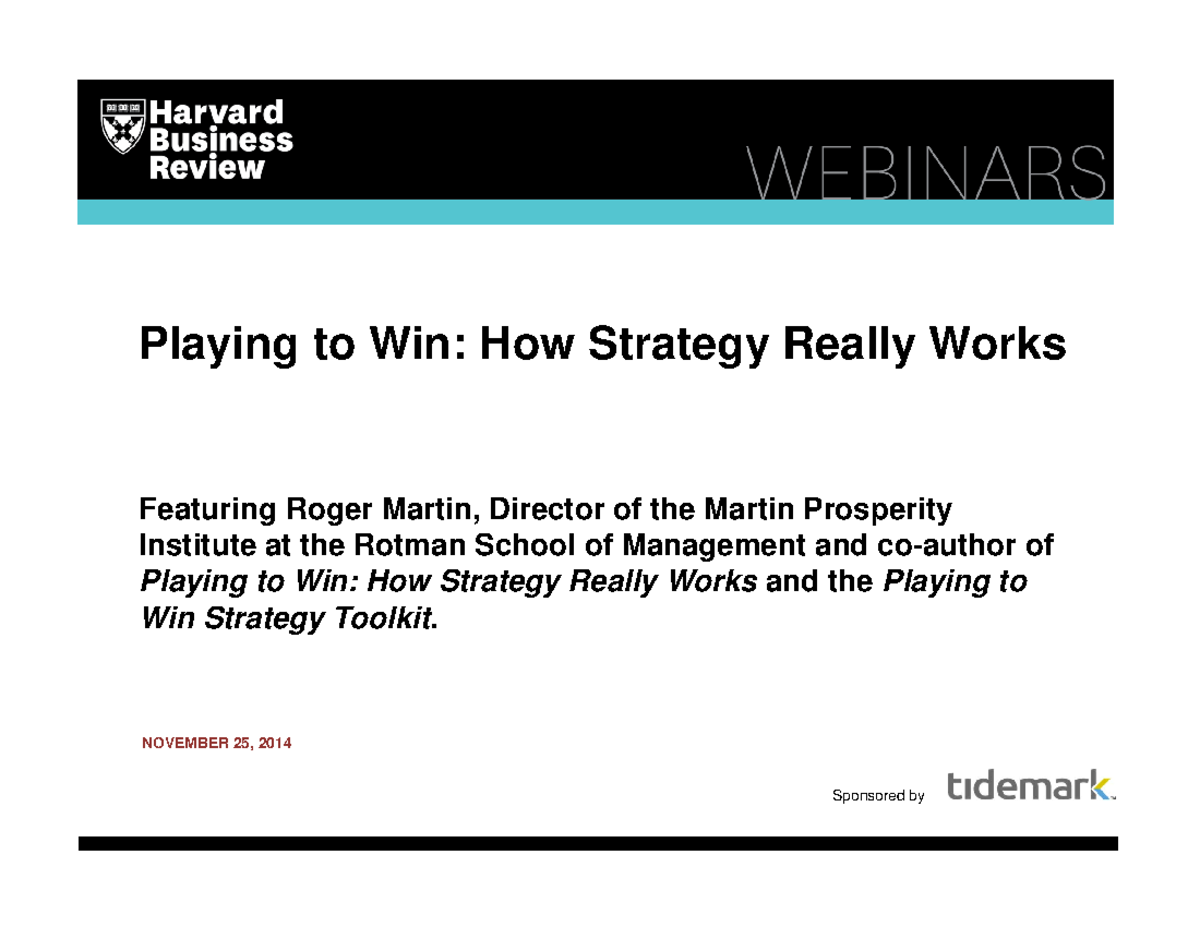 Play to win strategy - Playing to Win: How Strategy Really ...