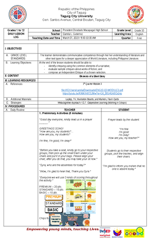 Parents Orientation Emcee (MC) Script - May I request everyone to ...