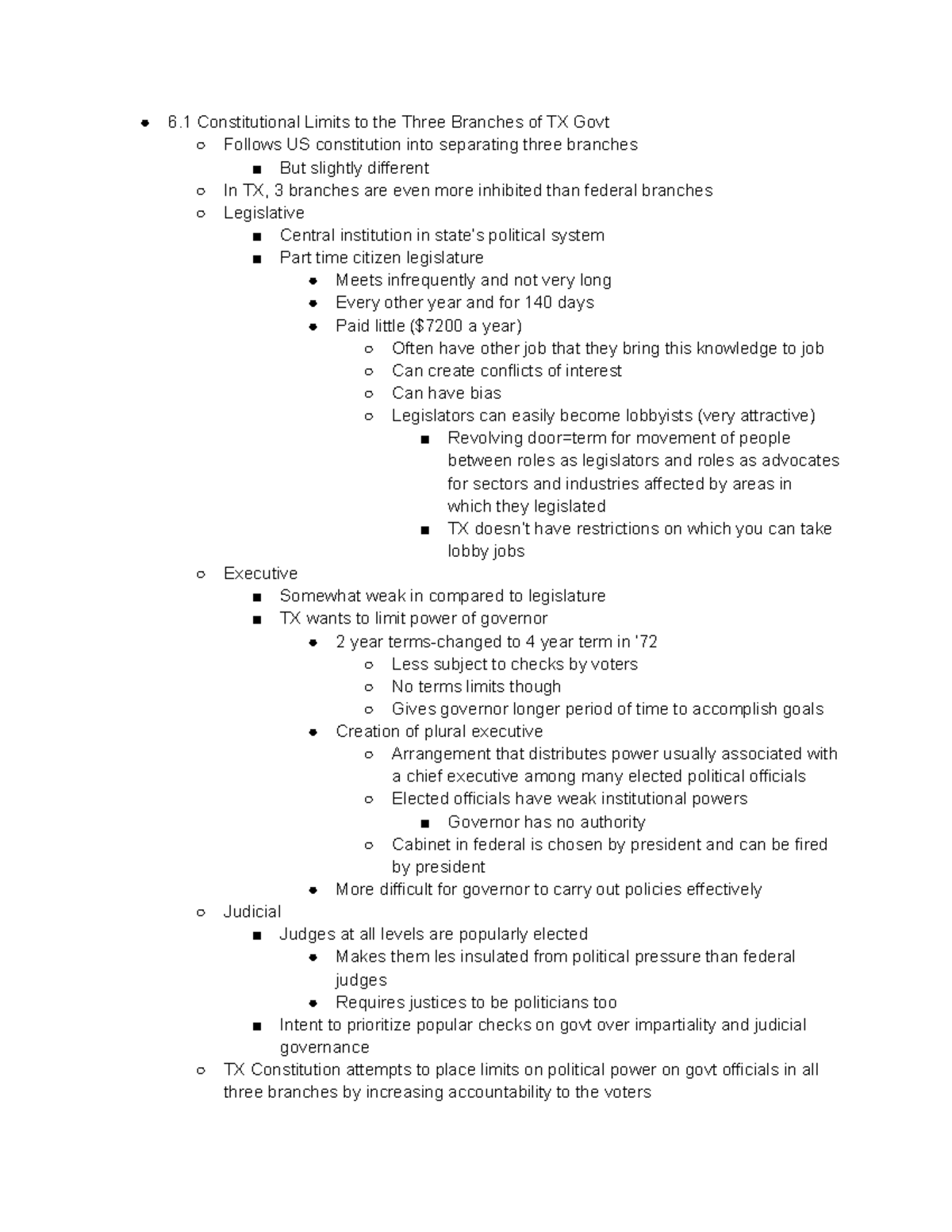 Module 6 Lecture - 6 Constitutional Limits to the Three Branches of TX ...