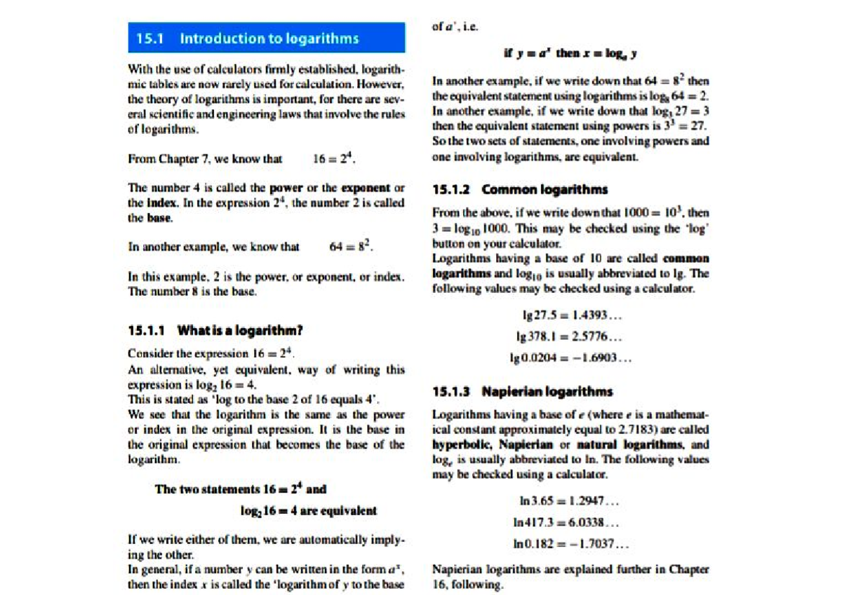 Logarithms - PDF - Static Of Rigid Bodies - Studocu