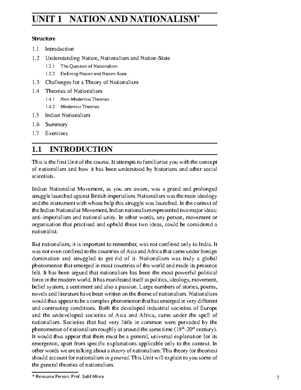 Unit-1 - Unit 1 - Nation and Nationalism UNIT 1 NATION AND NATIONALISM ...