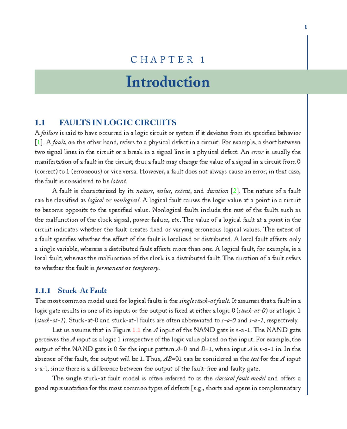 Module 1 complete - 1 1 FAULTS IN LoGIC CIrCUITS A failure is said to have occurred in a logic ...