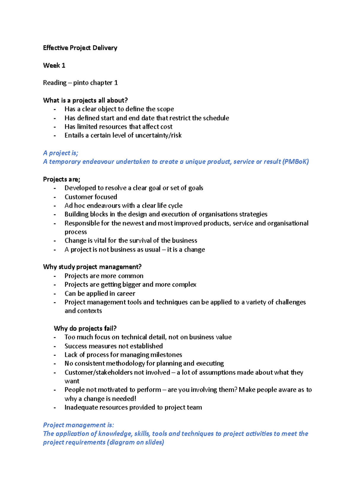 Effective Project Delivery Week 1 - Effective Project Delivery Week 1 ...