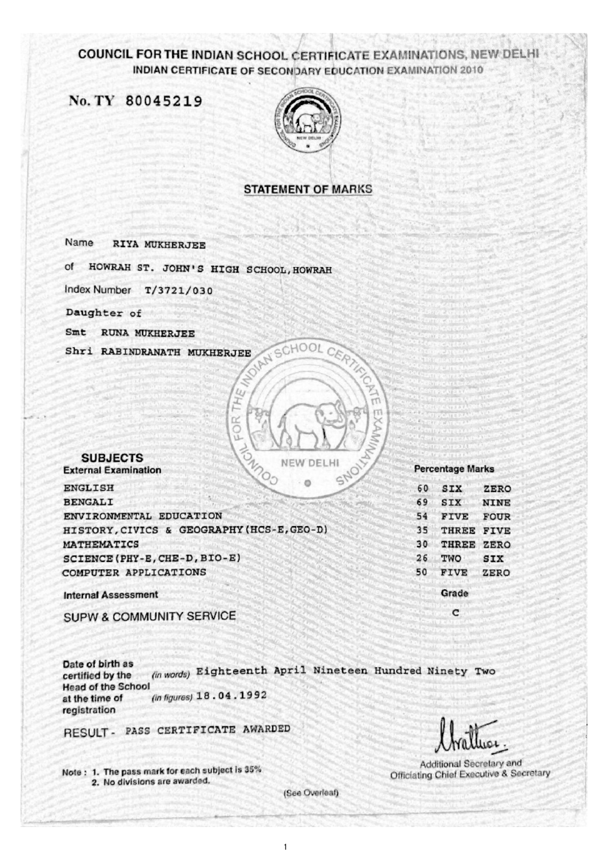 X Certificate RIYA Mukherjee - B.pharm - Studocu