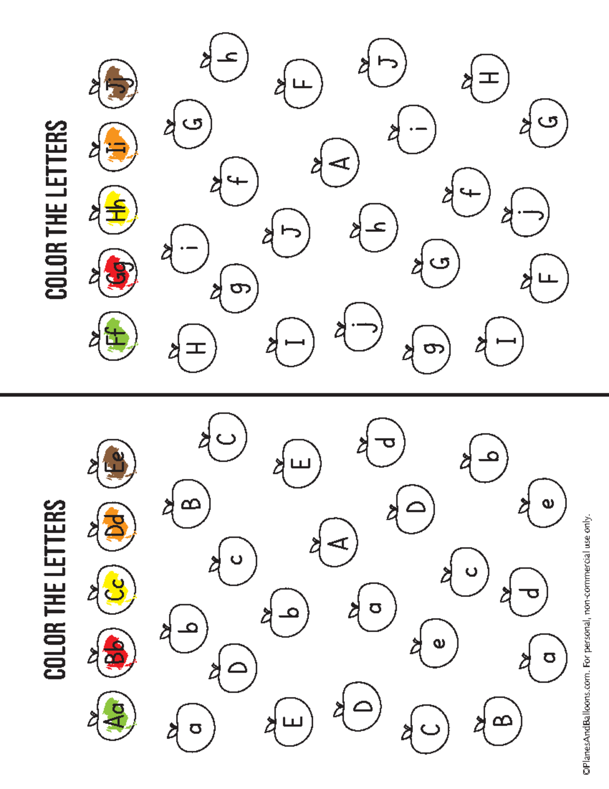 Apple-letter-find - Letter - Color the letters Aa Bb Cc Dd Ee a a a A B ...