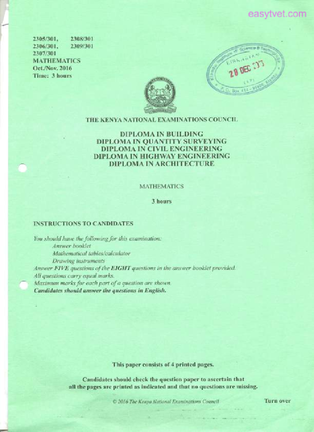 2016 nov - revision materials - Building and Construction - Studocu