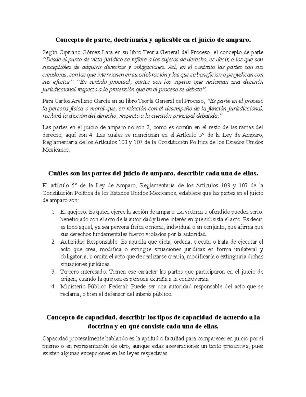 Concepto de Parte - Según Cipriano Gómez Lara en su libro Teoría ...