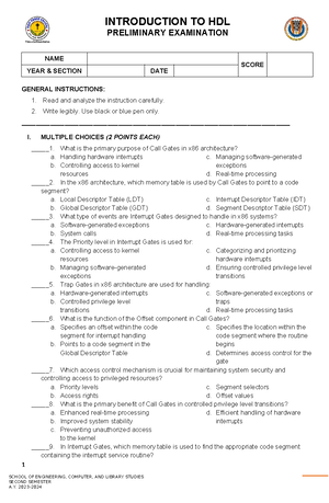 Numet - Introduction to HDL - SCHOOL OF ENGINEERING, COMPUTER, AND LIBRARY STUDIES SECOND ...