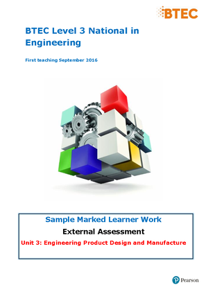 Additional sample assessment material Unit 3 Engineering Product Design and Manufacture Part A ...