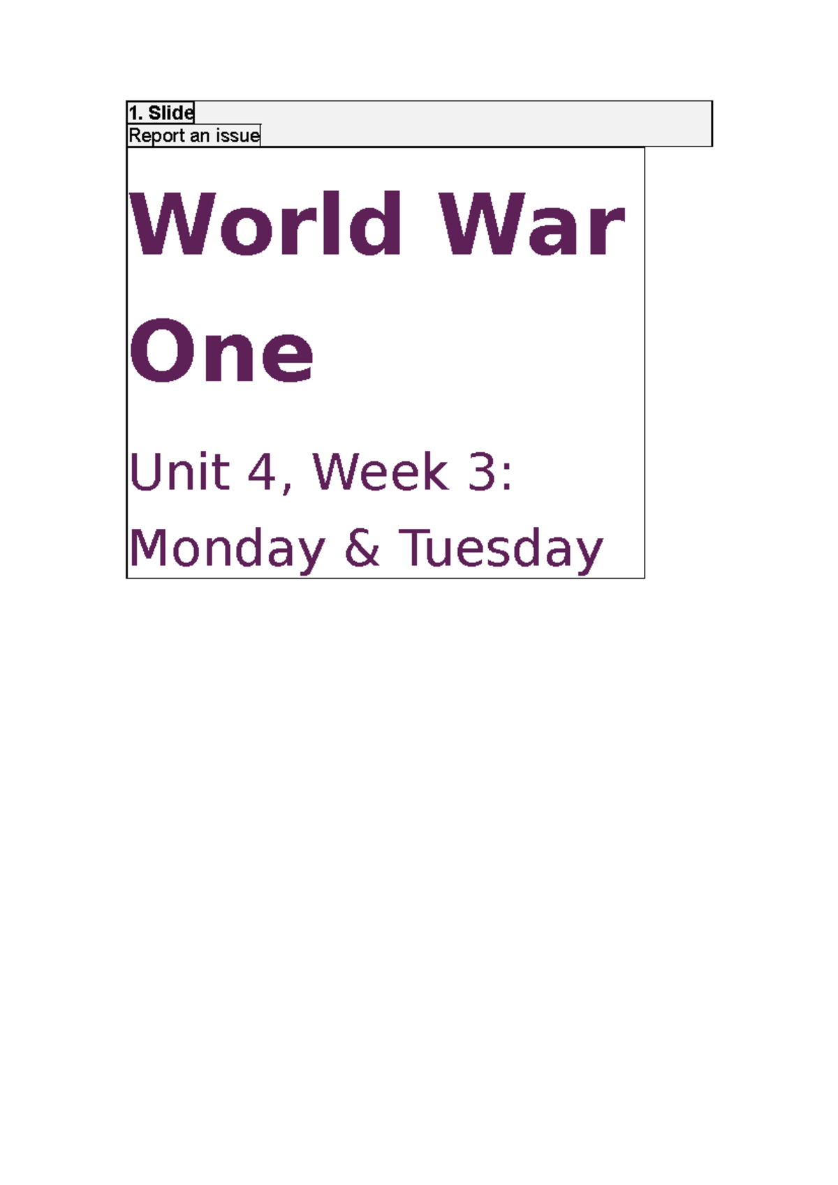 Lessonworld War One Reviewer - 1. Slide Report an issue World War One ...