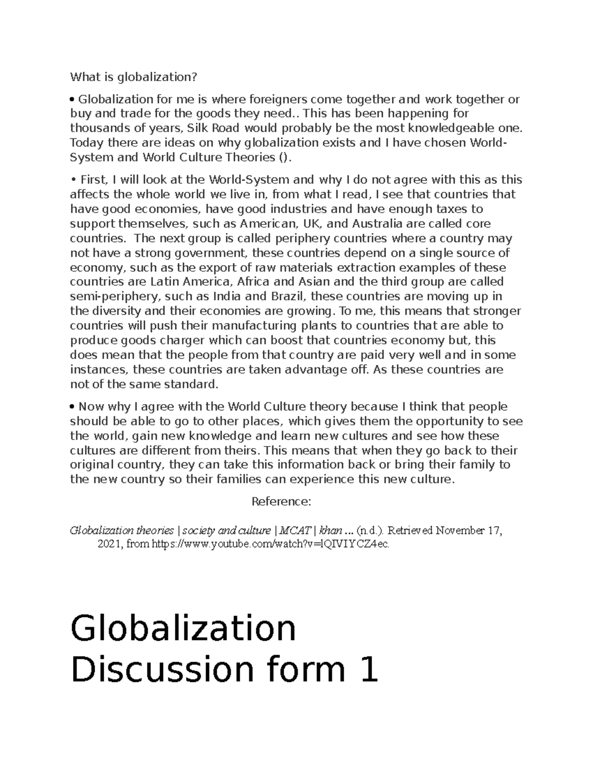 UNIT 1: Introduction to Globalization - POLS 1503 - UoPeople - Studocu
