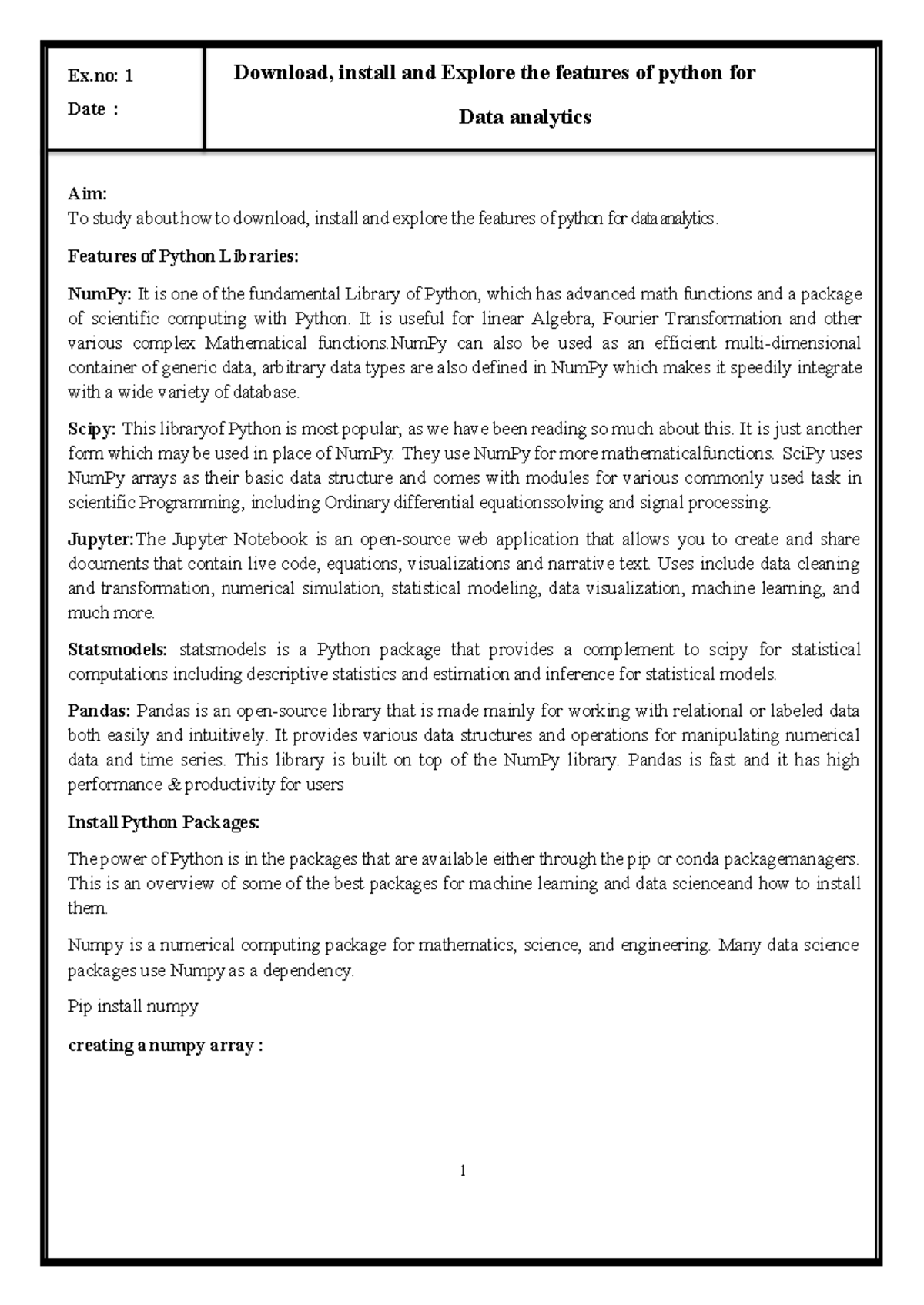 FDS lab manual-1-3 - data science lab manual - Ex: 1 Date : Download ...