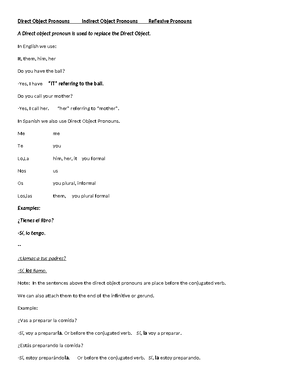 Direct and Indirect Object Pronouns - p. 112, Exercise 1: Answer the ...