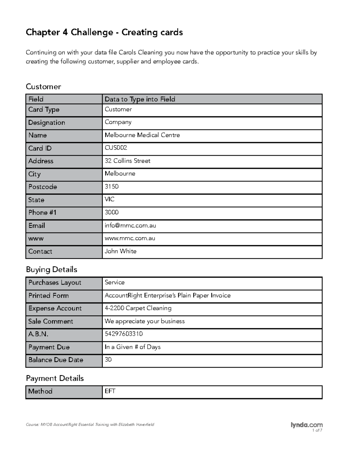 CH4 Challenge - Sample - Course: MYOB AccountRight Essential Training ...