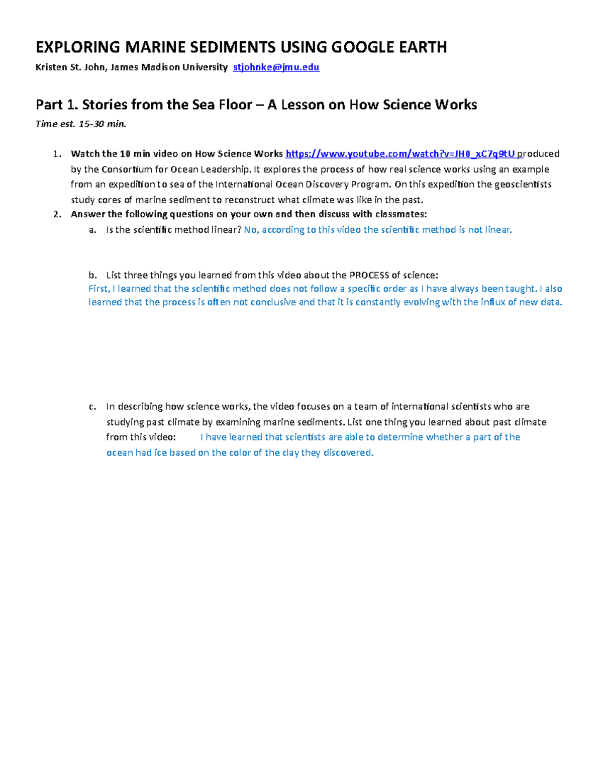 Exploring Marine Sediments Using Google Earth - Studocu