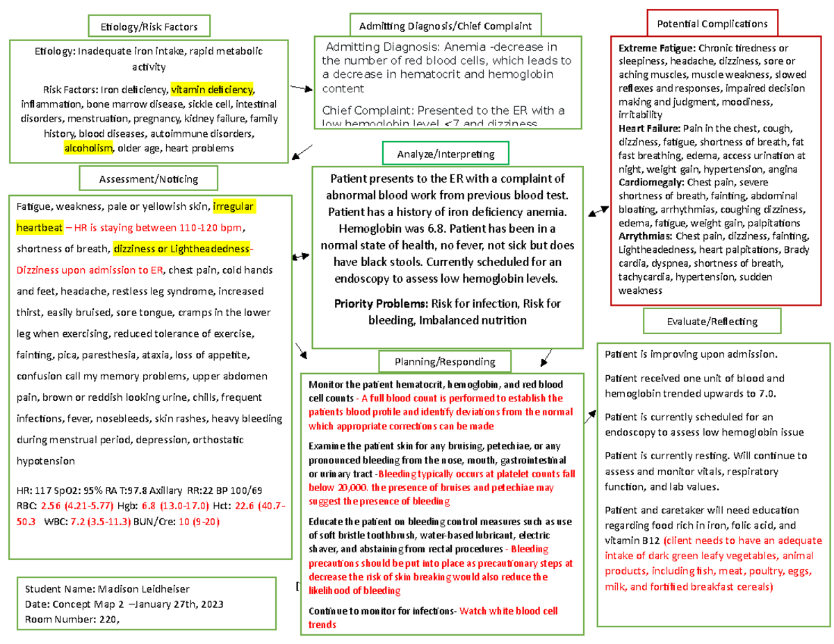 Concept Map Anemia - 2 - [Type here] [Type here] [Type here] Potential ...