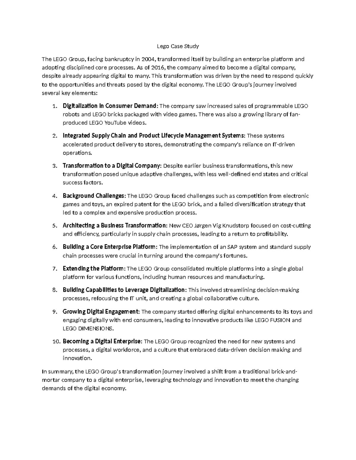 Lego Case Study - Lego Case Study The LEGO Group, facing bankruptcy in ...