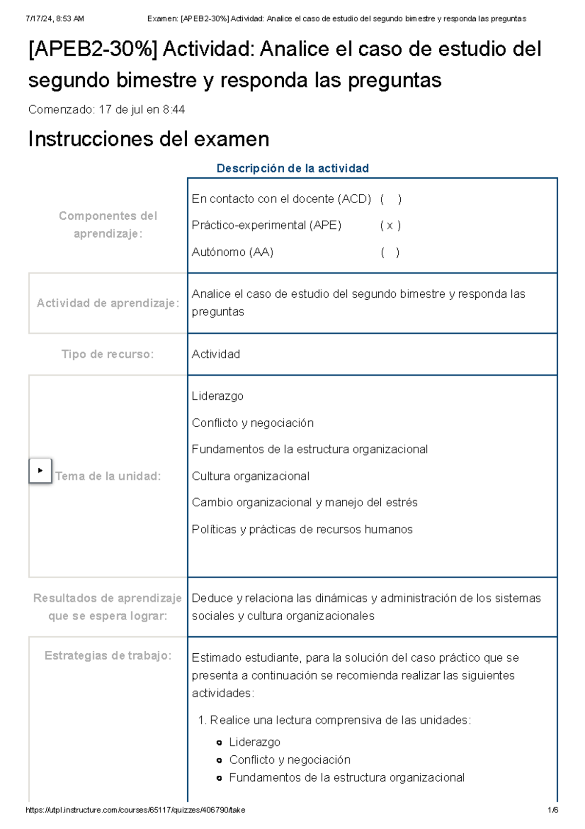 Examen [APEB 2-30%] Actividad Analice el caso de estudio del segundo bimestre y responda las ...