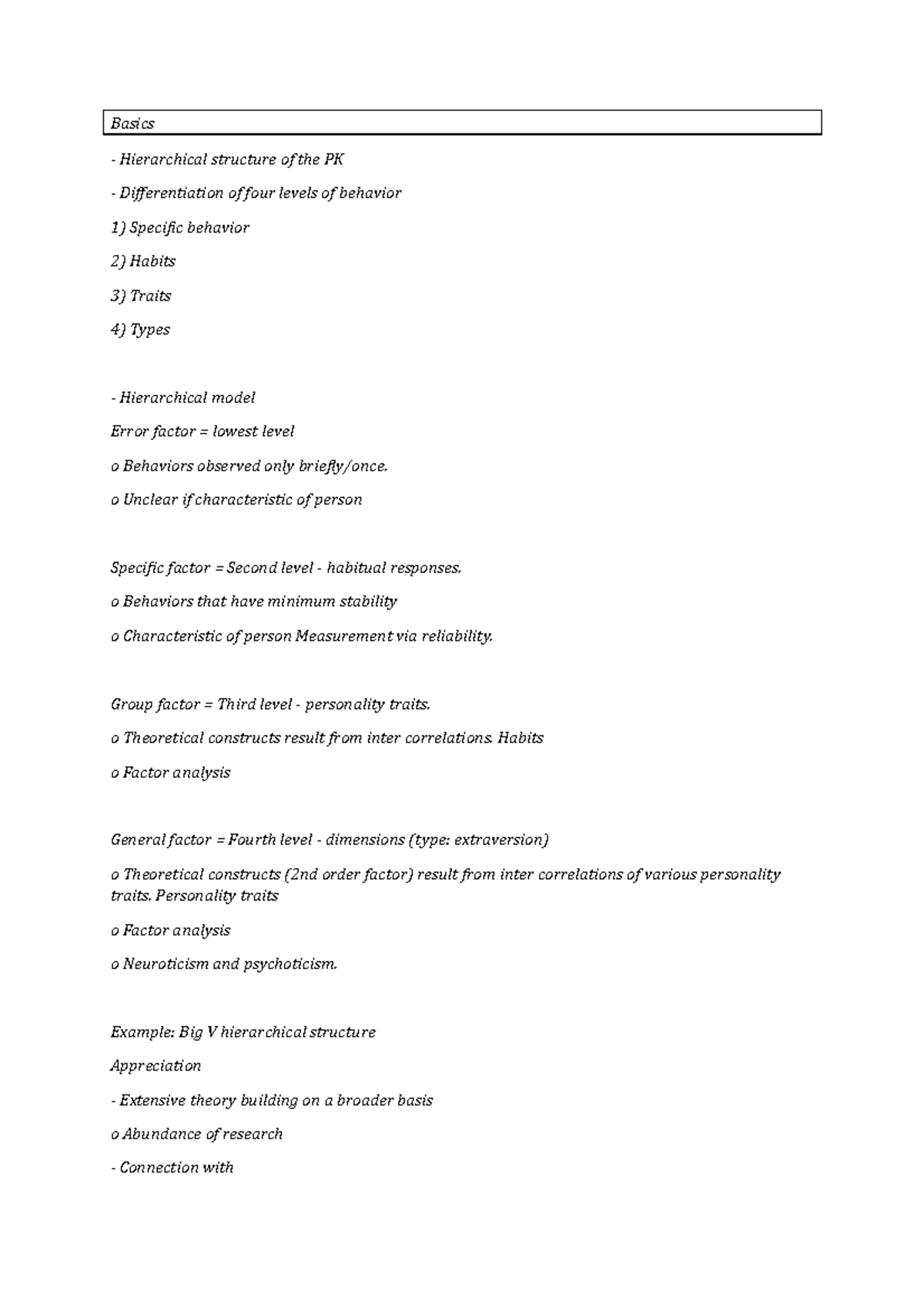 Basics - Lecture notes 1 - Basics Hierarchical structure of the PK ...