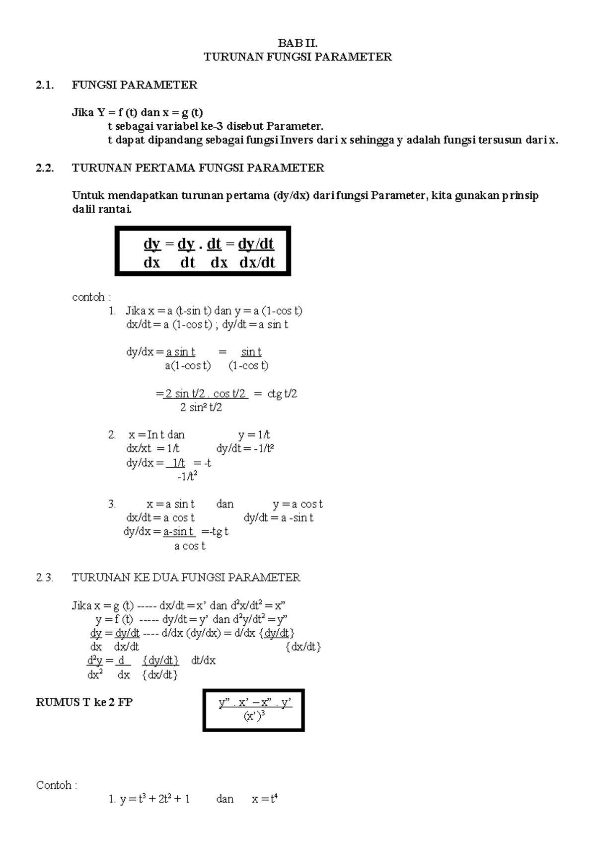 Bab 2 tf parameter - Desc - BAB II. TURUNAN FUNGSI PARAMETER 2. FUNGSI ...