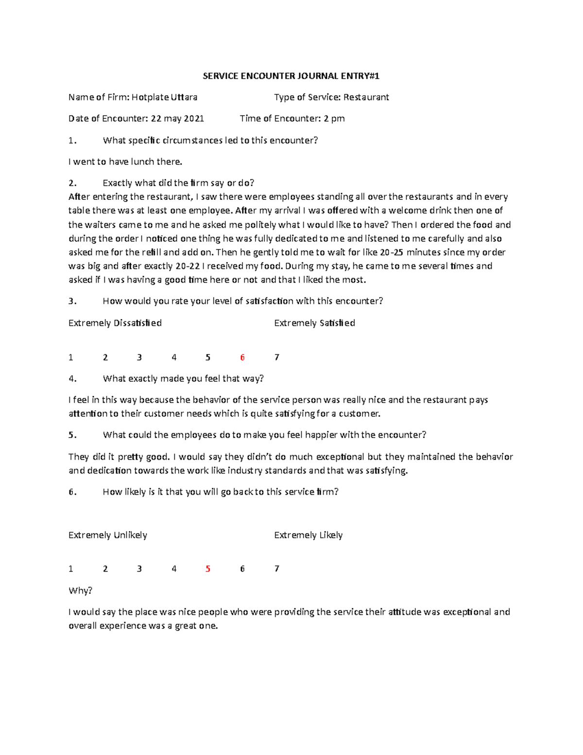 Service Encounter Journals - Copy - MGT - NSU - Studocu